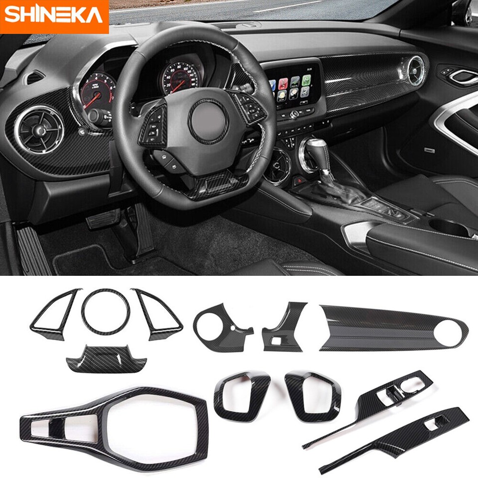 12PCS Carbon Fiber Interior Decoration Cover Trim Kit For Chevy Camaro ...