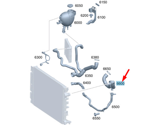NEW MB C W205 AMG LEFT COOLER AND ENGINE MOLDED HOSE A2055018982 ...