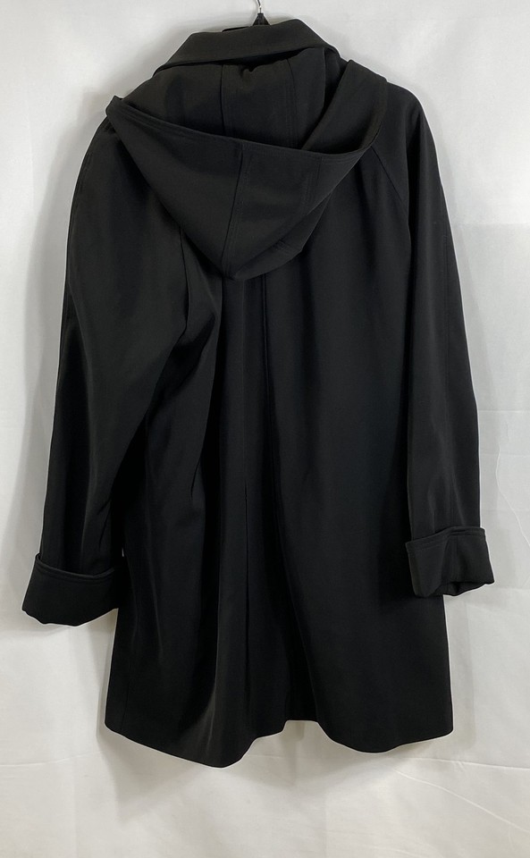 London Fog Women's Black Hooded Rain Trench Coat Toggle Clasp Sz XL | eBay