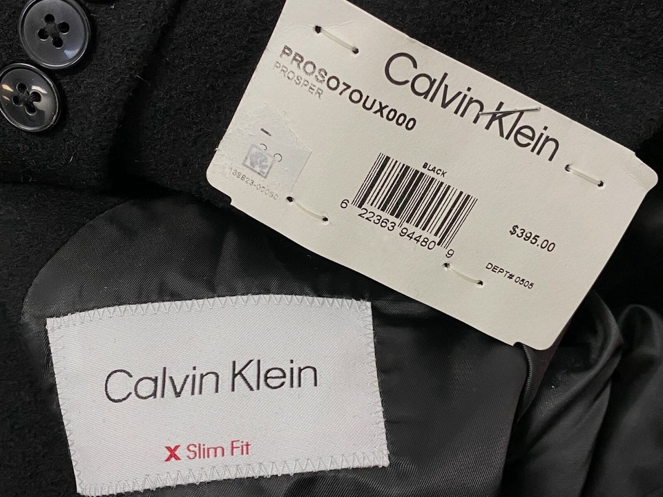 Calvin Klein Men's Black Wool X-Fit Prosper Overcoat Jacket Size 44R | eBay