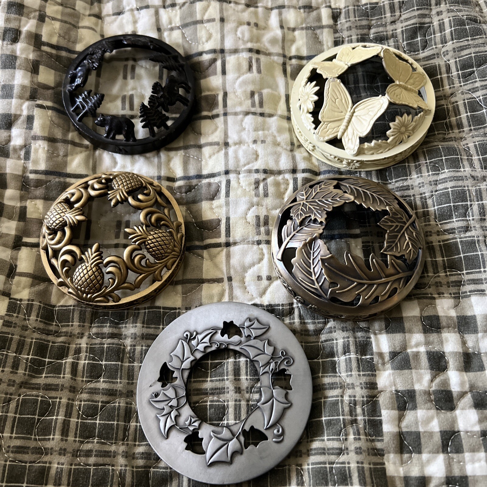 Yankee Candle Lid Top Lot Of 4 + 1 Florasense:Butterfly, Leafs ...