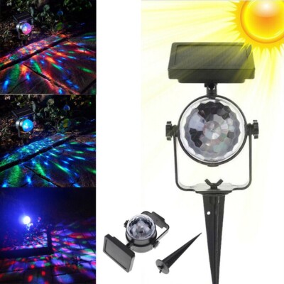 LED RGB Solar Projector Light Spotlight Auto Rotating Outdoor Garden ...