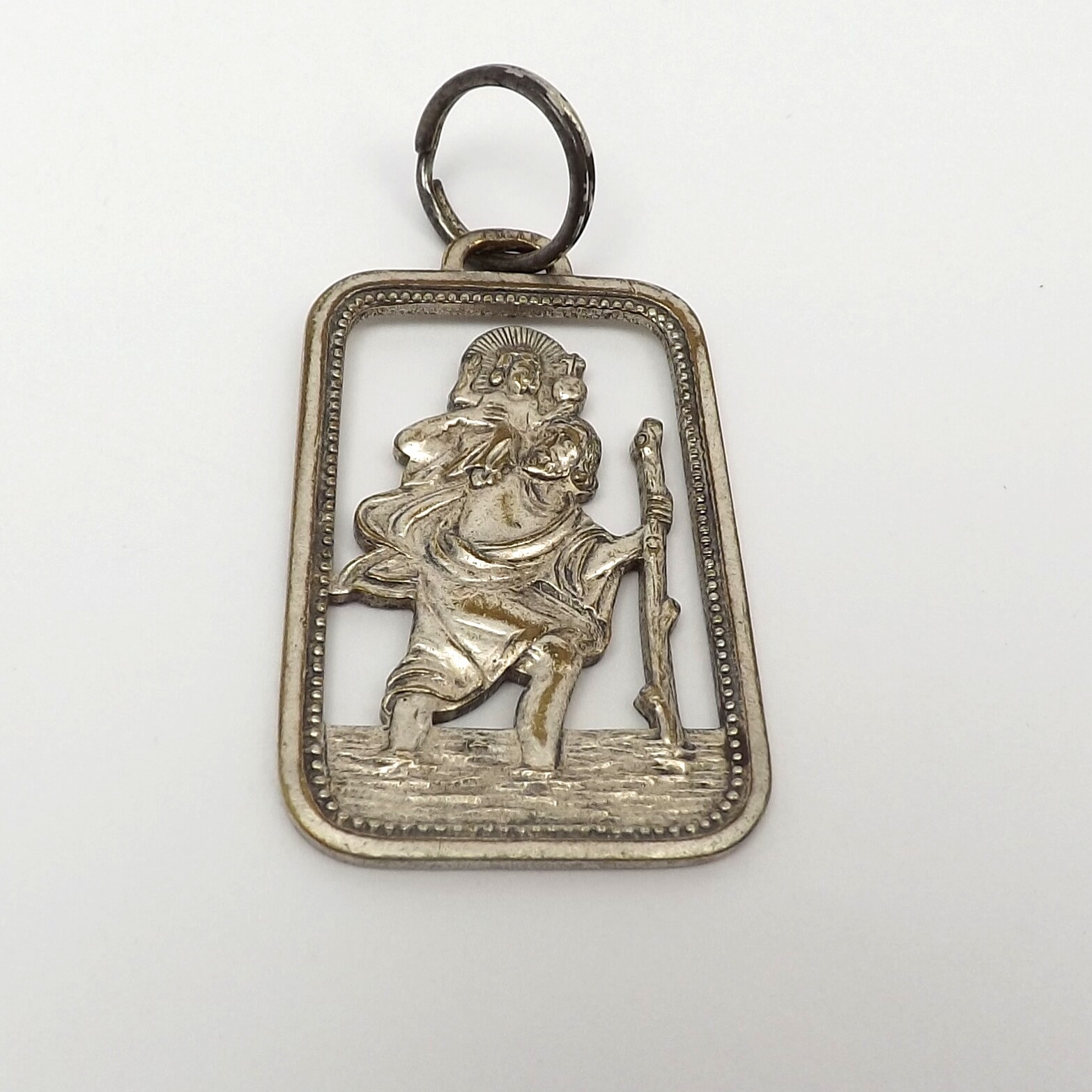 Vintage Sterling Silver St Saint Christopher Medal Charm Pendant Key ...