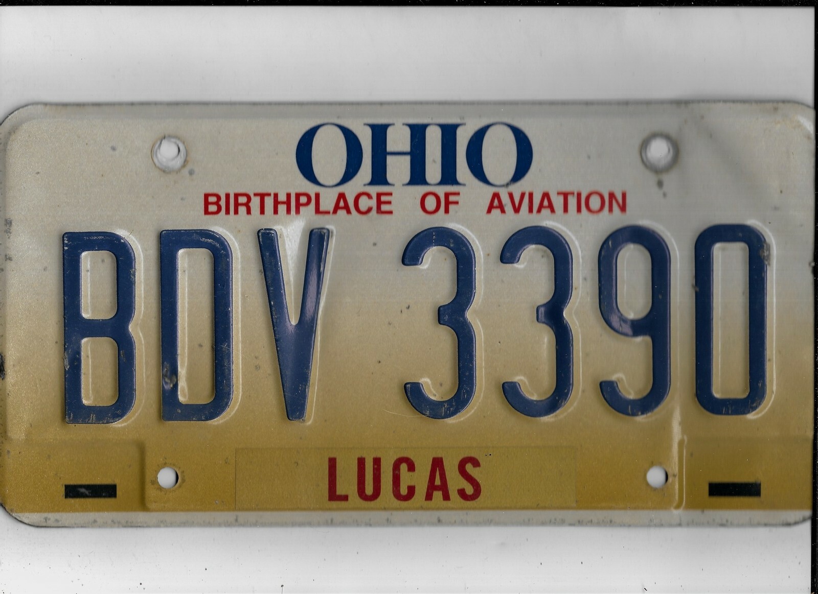 OHIO passenger license plate "BDV 3390" ***LUCAS*** | eBay