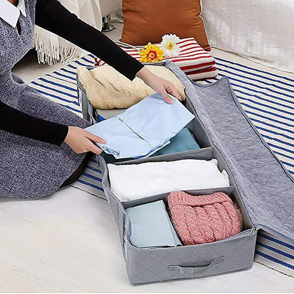 Storage Boxes Shoes Clothes Zipped Organizer Underbed Storage Bag ...