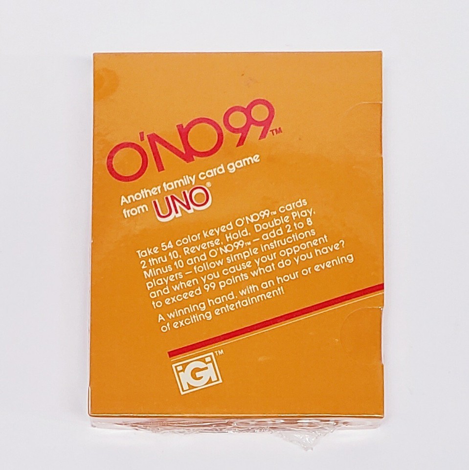 SEALED NEW OLD STOCK Vintage UNO O'NO 99 Card Game 1980 Deck Of Cards ...