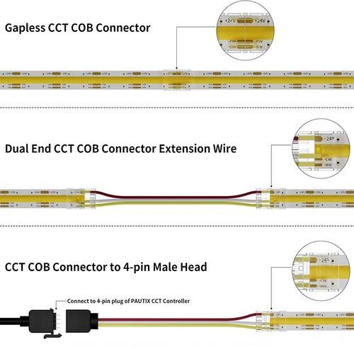 10mm Led Strip Connectors for CCT Tunable COB LED Strip Light ...