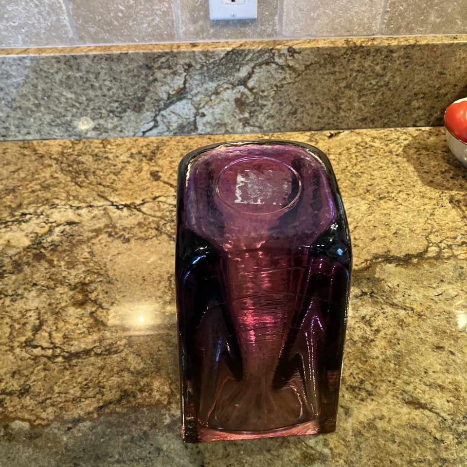 1970s Modernist Purple Art Glass Vase Blenko Style Handblown Thick ...
