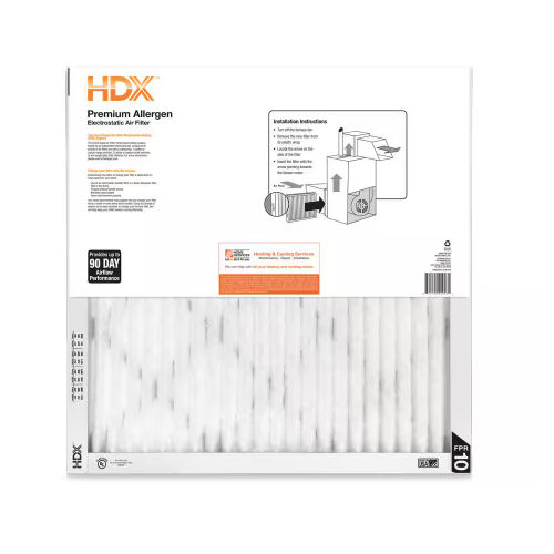 HDX 24 in. x 24 in. x 1 in. Premium Pleated Air Filter FPR 10, MERV 13 ...