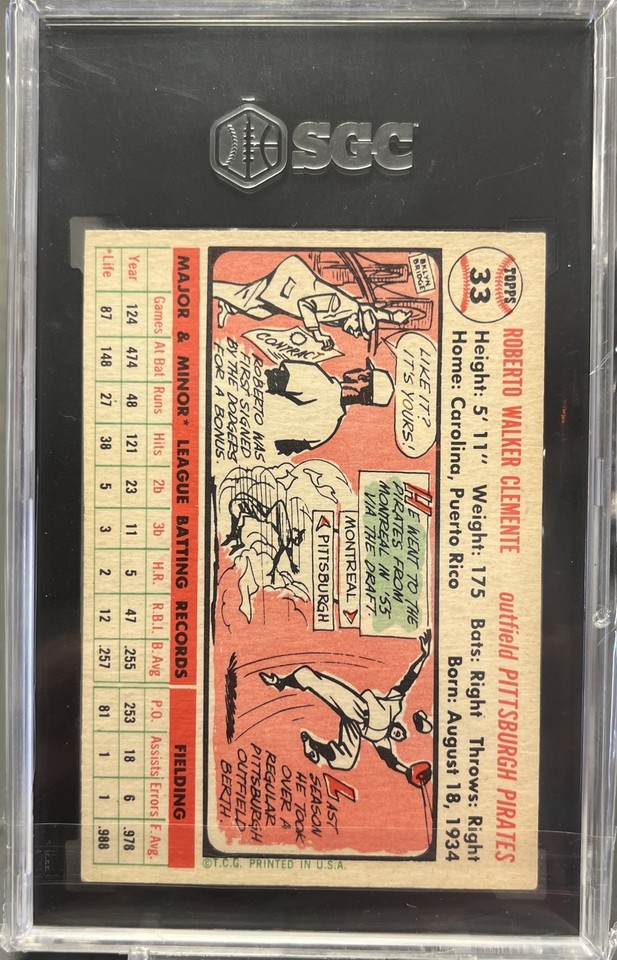 1956 Topps Roberto Clemente #33 White Back SGC 5 Excellent | eBay