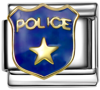 POLICE EMBLEM BADGE Enamel Italian 9mm Charm NC172 Fits Traditional ...