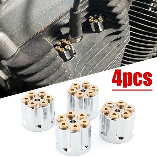 Chrome Head Bolt Cover Spark Plug Engine Screw Cap Fit For Harley Twin ...