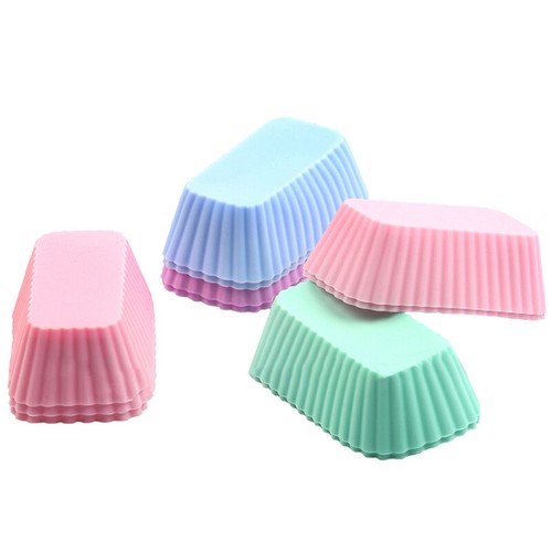 5Pcs Silicone cake mould rectangular muffin cup cake oven household ...