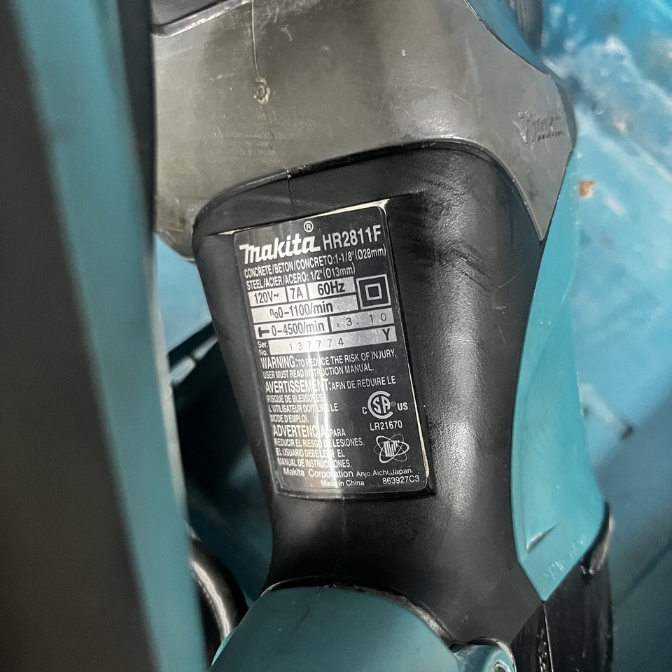 Makita 1‑1/8'' Rotary Hammer, + Hammer Drill bits Hr2811f With Hard ...