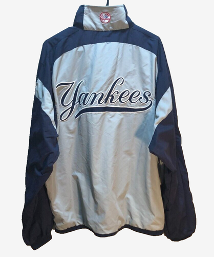 New York Yankees MLB Vintage 90s Majestic Sewn Gray Blue Zip Baseball ...