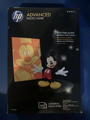 HP Advanced 4 X 6 Gloss Photo Paper Borderless 100ct New Mickey Mouse ...