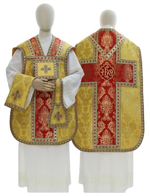 Gold/red Roman Fiddleback Chasuble Vestment Casulla Dorada Casula Kasel ...