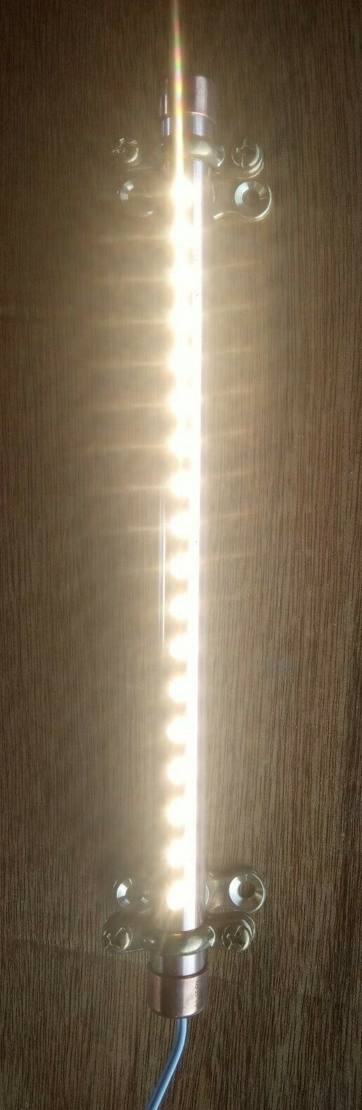 Copper pipe light led long 12V / Mains, with switch and brass mounting ...