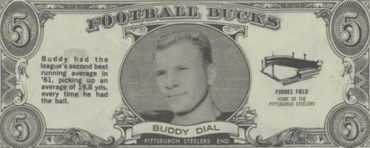 1962 Topps Football Bucks - Buddy Dial #15 for sale online | eBay