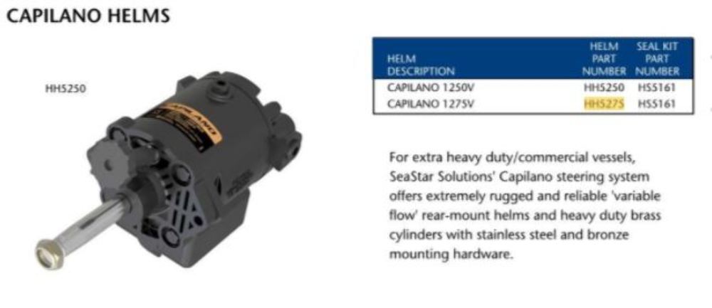 SeaStar HH-5275 Capilano 1275V Helm Pump 2.7-5.4c.i. Boat Hydraulic ...