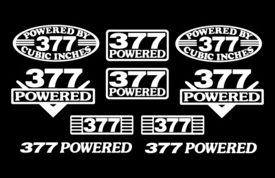 10 DECAL SET 377 CI V8 POWERED ENGINE STICKERS EMBLEMS SBC 400 350 DE ...