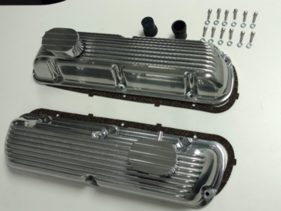 SBF Finned Aluminum Valve Cover w/ Breather Kit SBF V8 260 289 302 351W ...