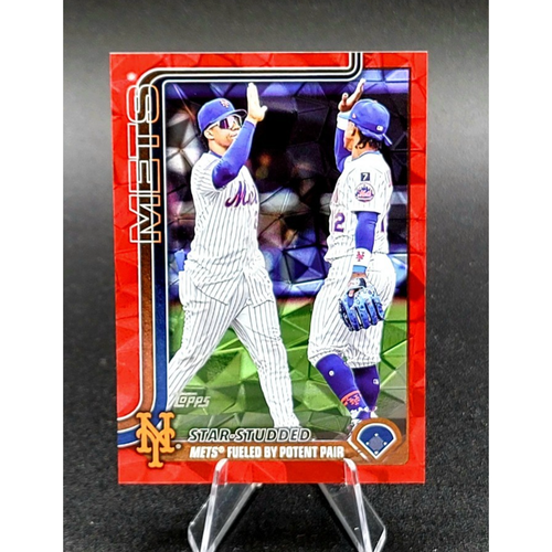 RARE 2025 Juan Soto Lindor /5 Topps Update Red Diamante Foil New York ...