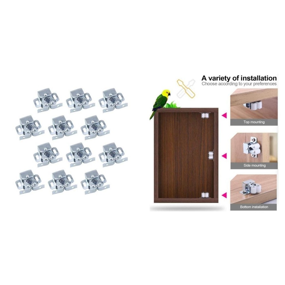 Stainless Steel 12 Pack Double Roller Latches for Cabinet and Wardrobe ...