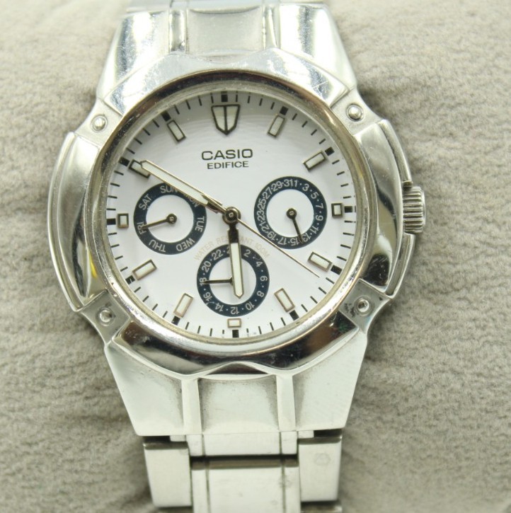 CASIO Edifice EF-303 Steel Chronograph Quartz Wristwatch Spares/Repairs ...