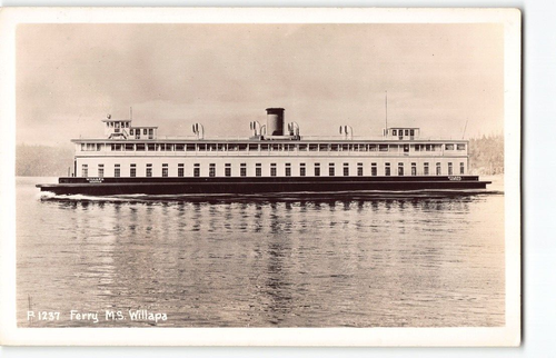 Willapa Ferry Ship~ADVERTISING Seattle WA~Fine RPPC Postcard Washington ...