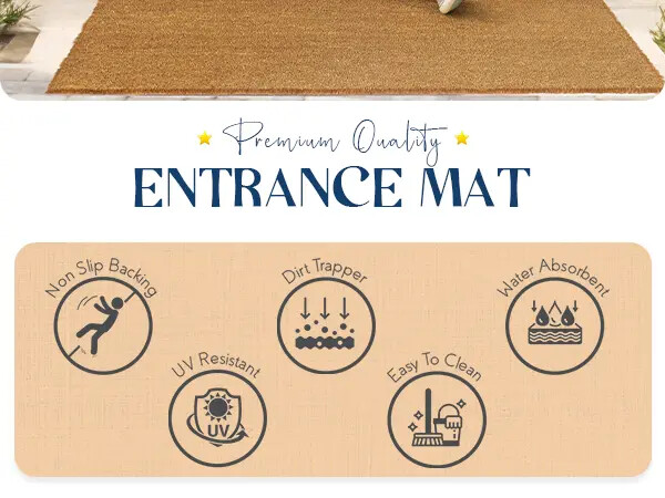 Natural Coconut Coir Entrance Door Mat Heavy Duty Outdoor Lobby ...