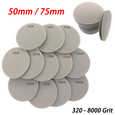 50mm/75mm Sponge Sanding Discs 320 - 8000 Grit Wet and Dry Hook & Loop ...