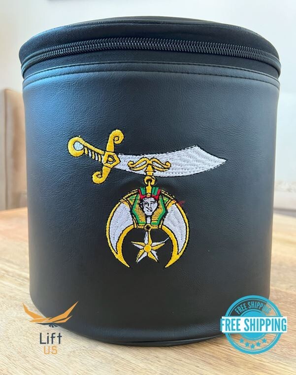 Masonic Shriner Fez Case In Black With Machine Embroidered Emblem ...