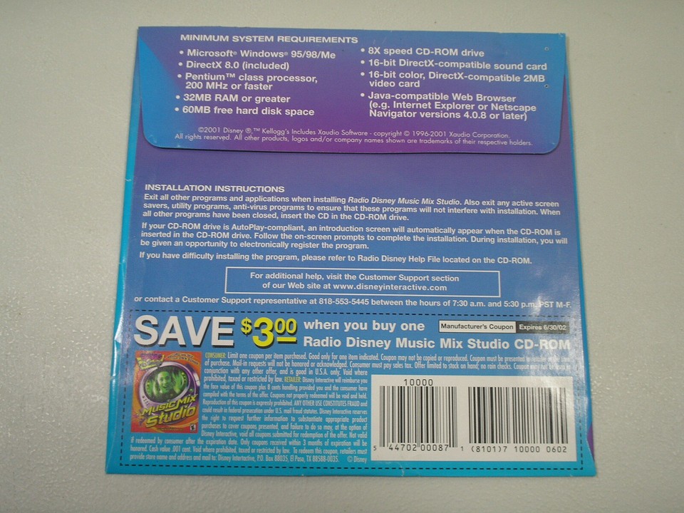 Kellogg's Cereal Radio Disney Music Mix Studio CD-ROM Preview for ...