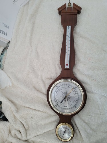 Vtg Jason Empire 19" Wood Wall Barometer Thermometer Humidity Weather ...