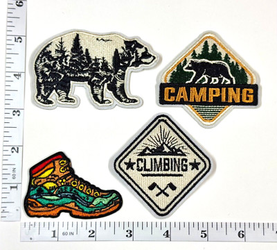 Embroidered 4-Patch Set - Bear - Hiking Climbing - Camping - Outdoors ...