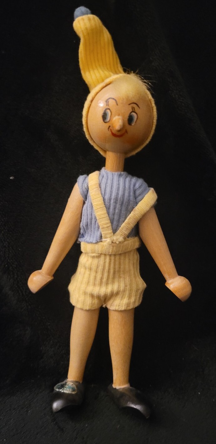 Wooden Pinocchio Peg Doll Made in Poland, 7" Vintage | eBay