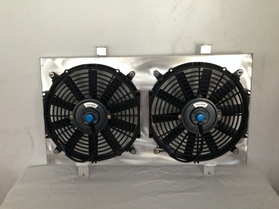 2Row Aluminium Radiator + Shroud w/ Fans For 1989-1994 Nissan 240SX KA ...