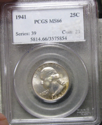 1941 Washington Quarter Silver ---- PCGS Slabbed Graded MS-66 Coin ...