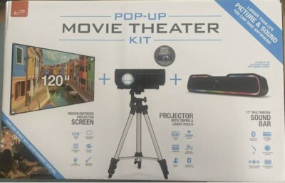 iLive The2021bdl Pop-up Movie Theater Kit w/ Projector, Screen, Speaker ...
