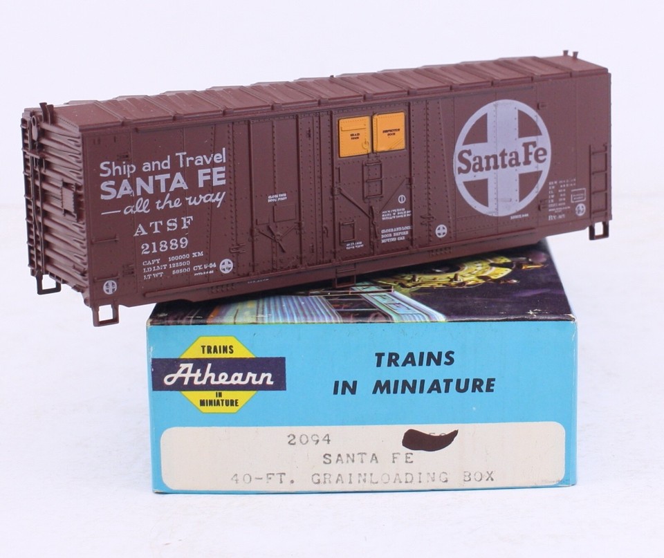 HO Scale Athearn Santa Fe 40’ Grain Loading Box Car Kit 2094 NOS ATSF ...