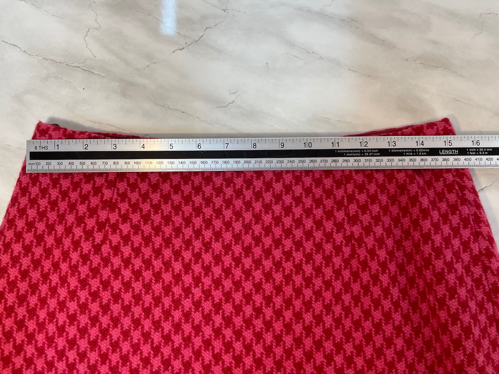 Vintage Laura Ashley Dog Tooth Red Check A-Line Wool … - Gem