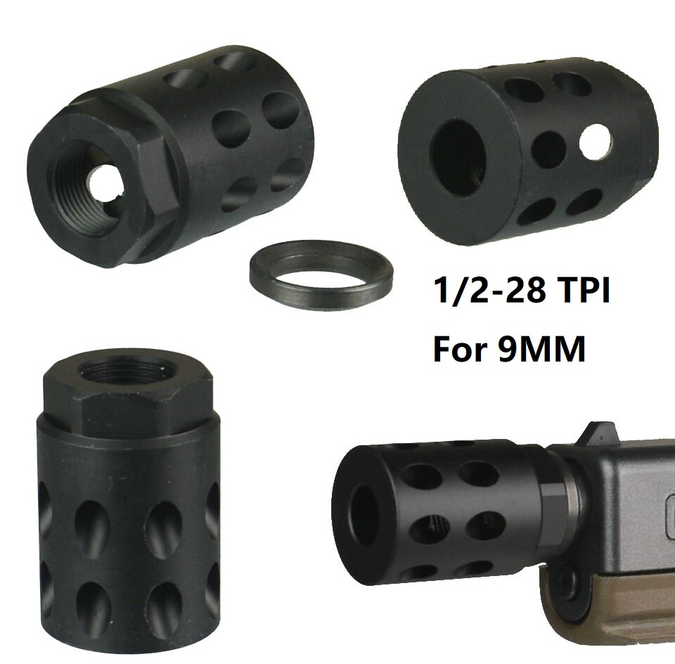 1/2x28 TPI Aluminum 6082 T6 Slant Ports Muzzle Brake Compensator Fits 9 ...