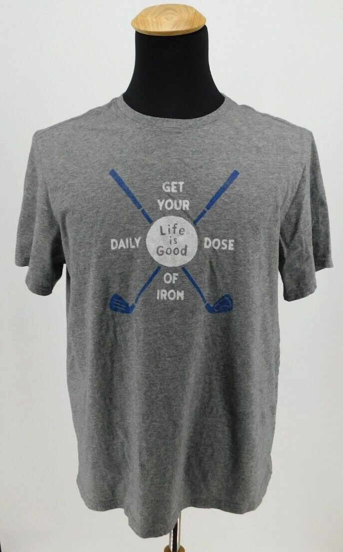 Life Is Good Large "Daily Dose Of Iron" T-Shirt Gray Cotton | eBay