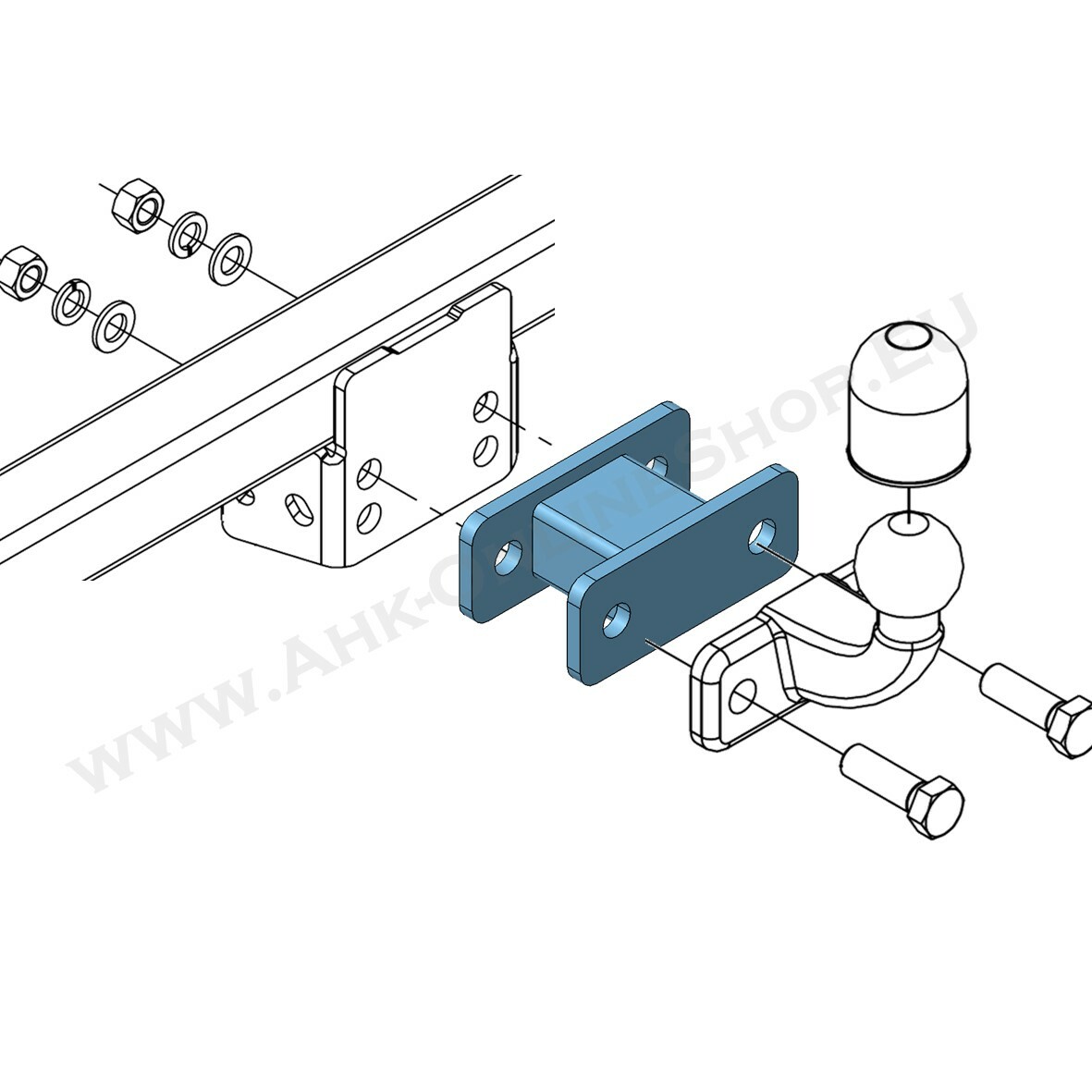 Towbar Extension 100mm - Tow Ball Spacer Block 2 hole 90mm for VW ...