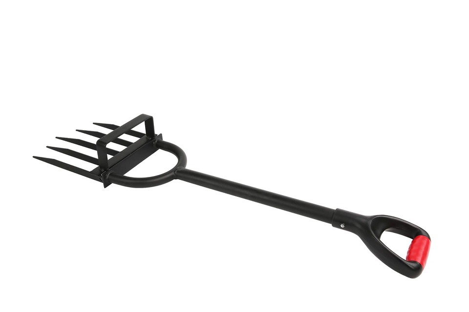 5-Tine Heavy Duty Pitch Fork for Gardening - Long Handled Digging Fork ...