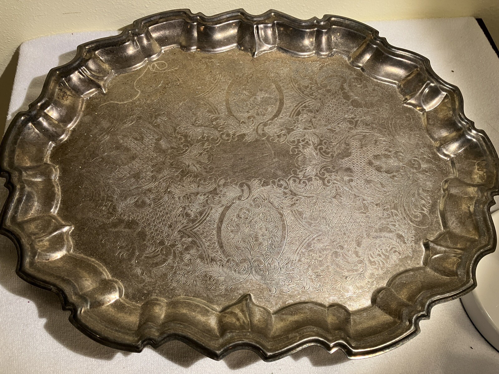 Vintage Leonard Silver Silverplate Tray Footed Oval Scalloped ...