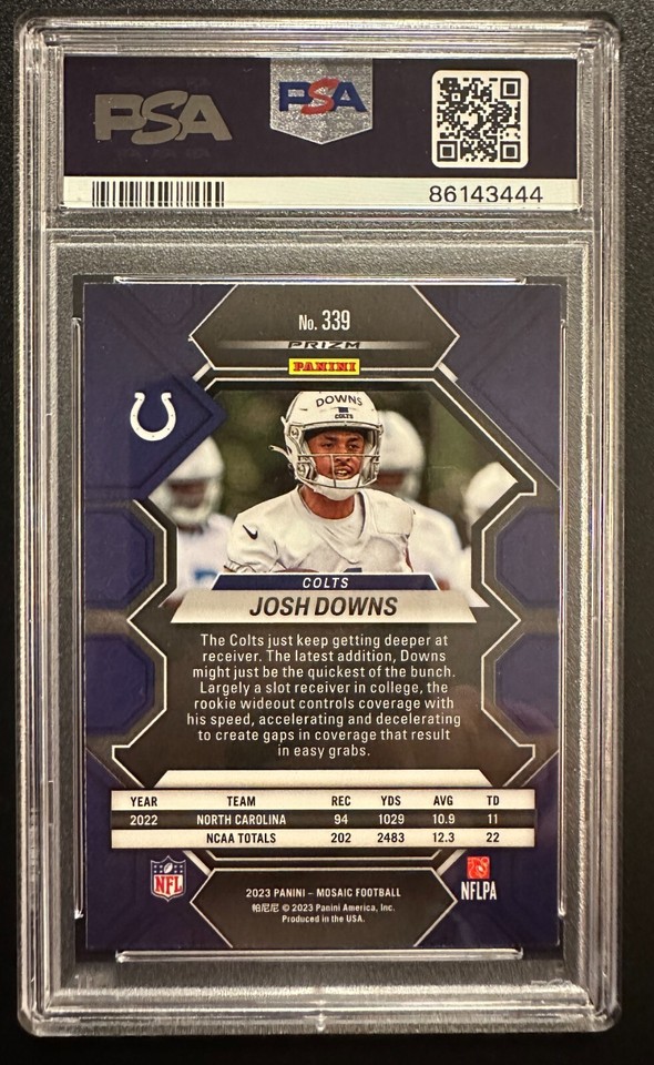 2023 Mosaic Josh Downs Rookie Genesis SP #339 - PSA 10 - Indianapolis ...