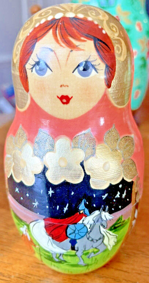 Russian Artist Matryoshka Nesting Dolls 10 piece set SIGNED Gold ...