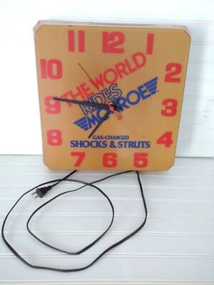 Rare Vintage The World Rides MONROE Shocks & Struts Clock | eBay